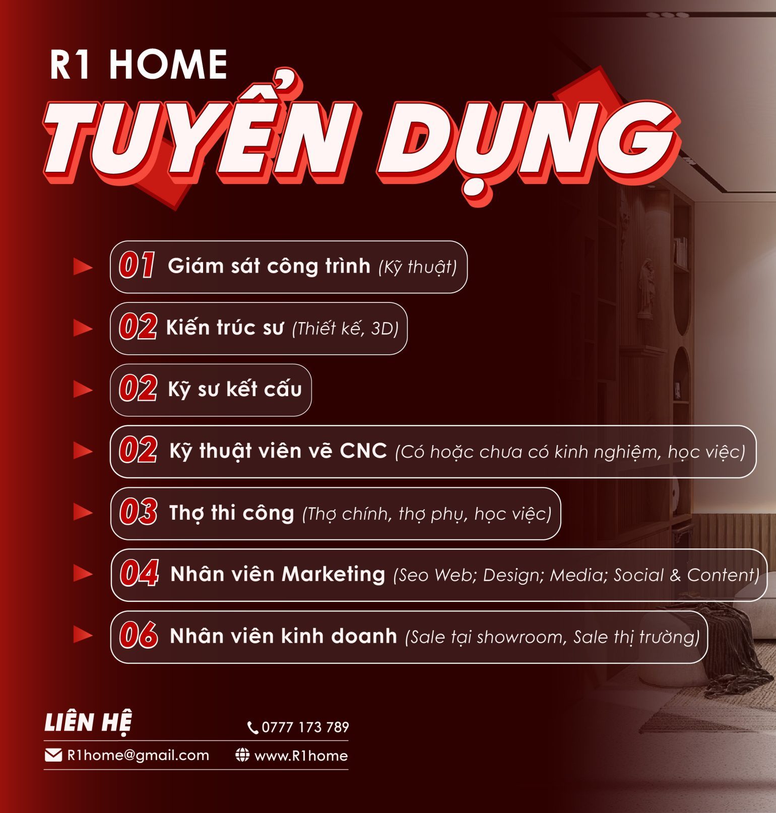 R1 HOME TUYỂN DỤNG - R1 Home